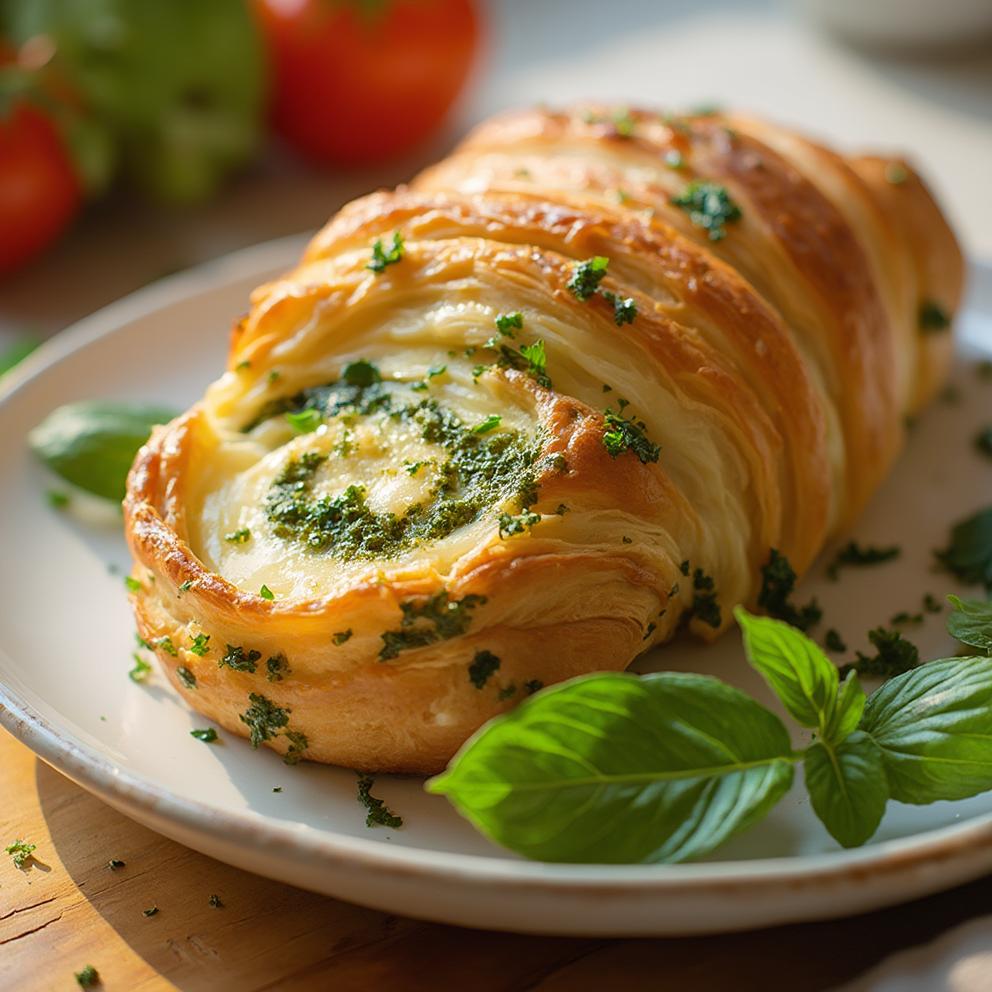 Quick Pesto and Mozzarella Croissant