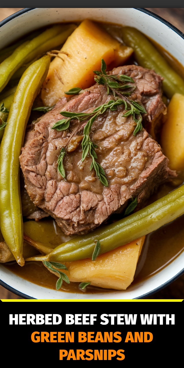 Herbed Beef Stew with Green Beans and Parsnips