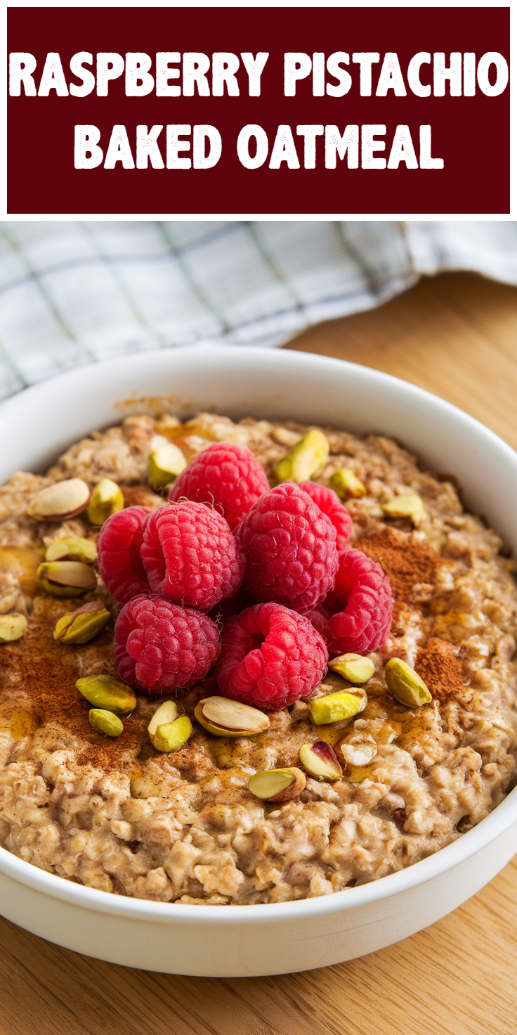 Raspberry Pistachio Baked Oatmeal