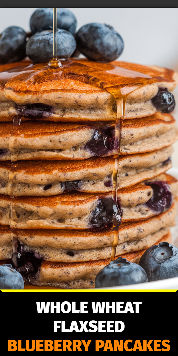 Whole Wheat Flaxseed Blueberry Pancakes